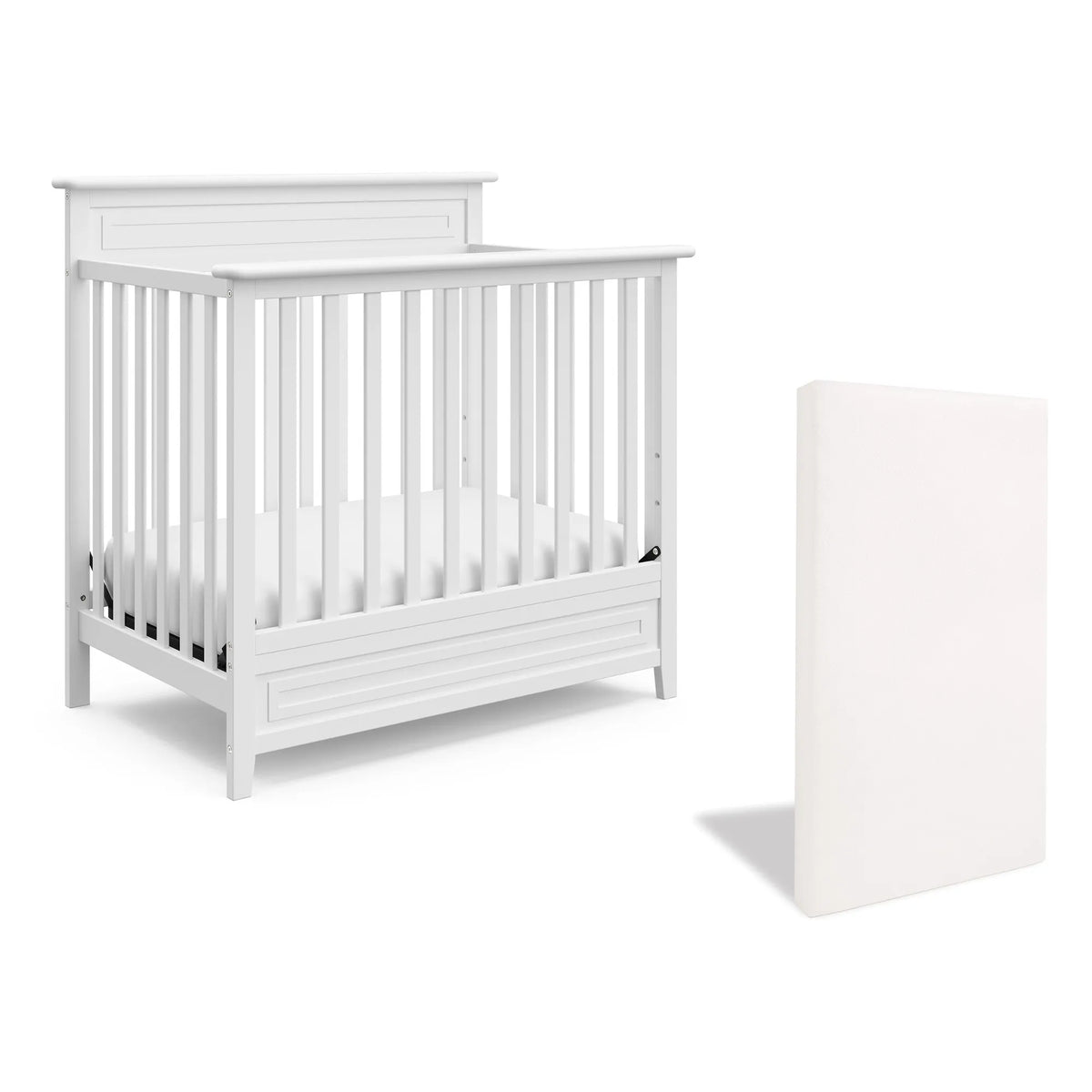 Petal Convertible Mini Crib with Mattress - White – REBEL