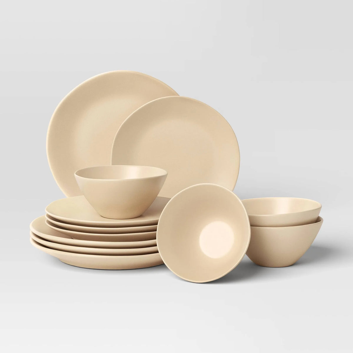 12pc Aralia Organic Coupe Dinnerware Set Beige - Threshold – REBEL