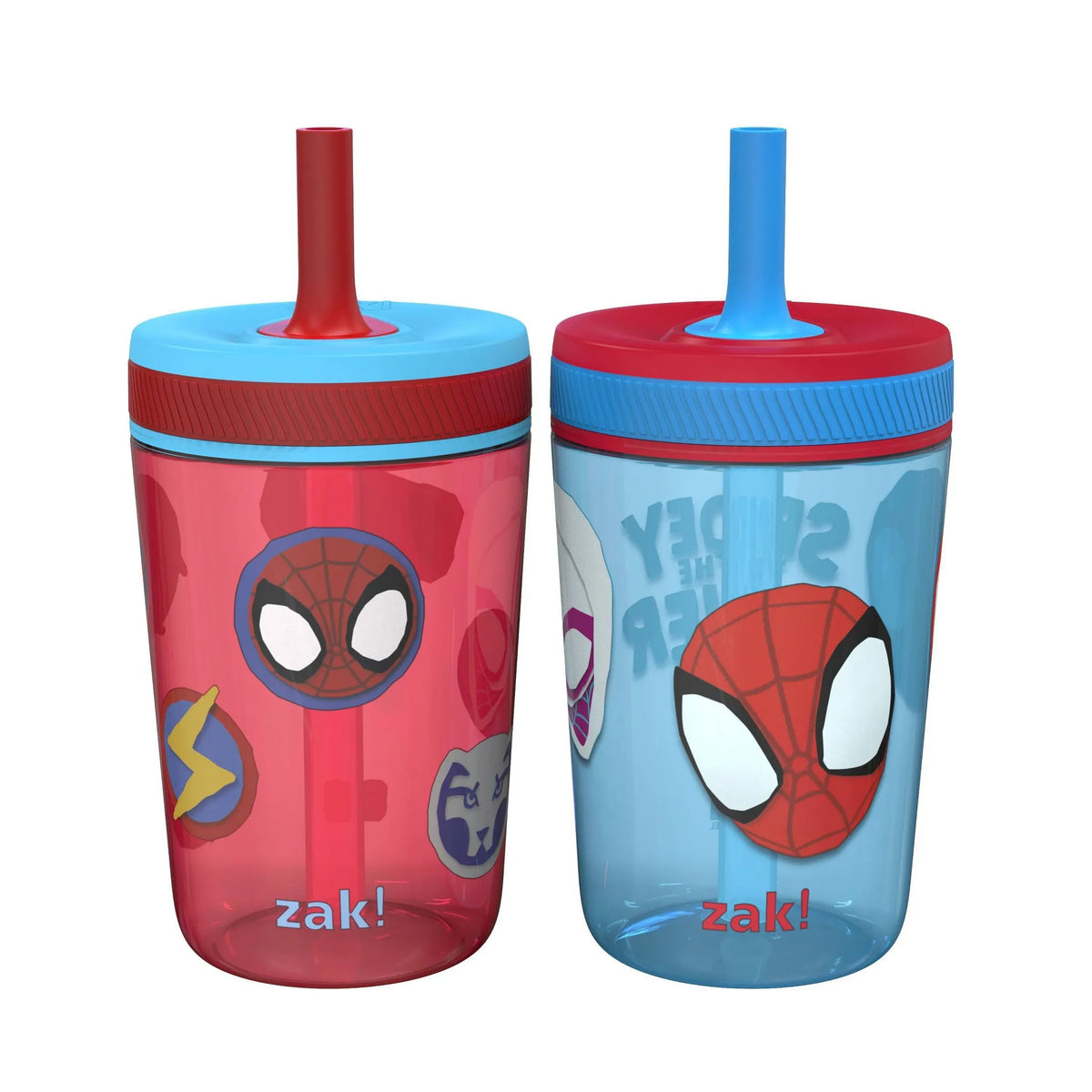 Zak Designs 2pk 15 fl oz Plastic Kelso Spidey and his Amazing Friends Straw Tumbler Set – REBEL