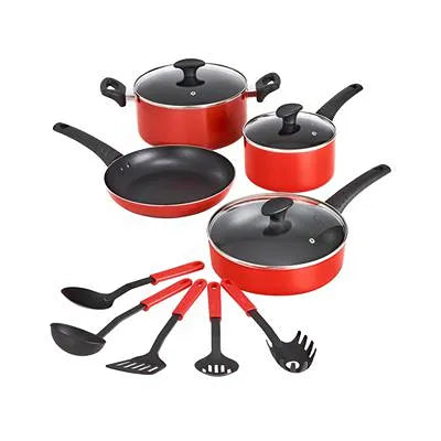 12-Piece Non-Stick Cookware Set - Red – REBEL