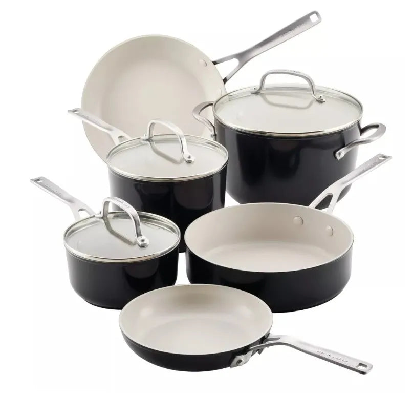 KitchenAid 9pc Ceramic Forged Aluminum Nonstick Cookware Set – REBEL