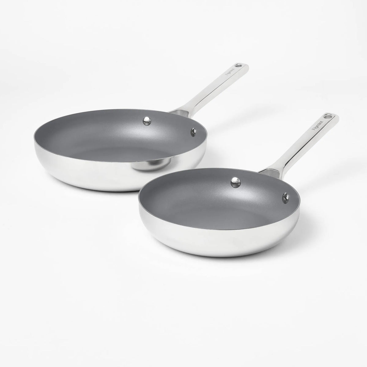 Figmint 2pc Stainless Steel Ceramic Coated Nonstick Fry pan Set Dark ...