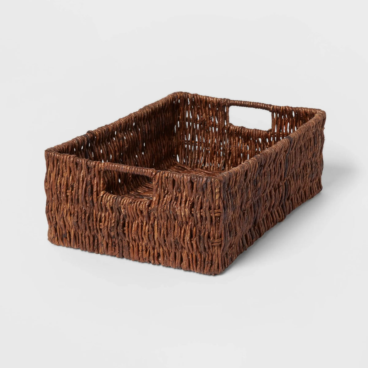 Brightroom Woven Banana Bark Folio Bin: Rectangle Storage Basket, Brown ...