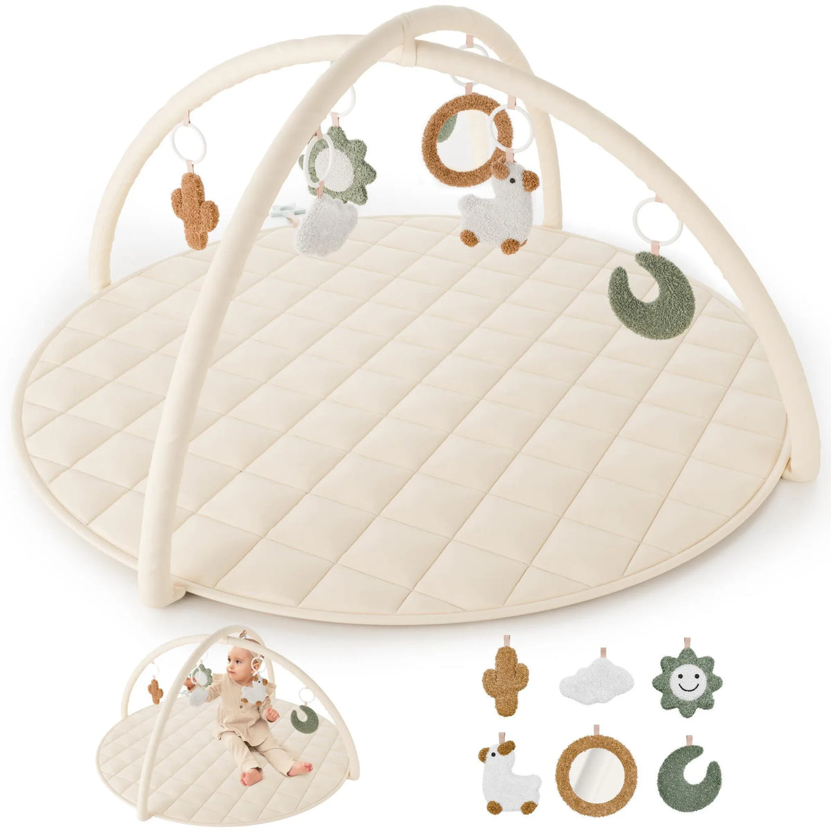 Zicoto Baby Play Gym - Soft Cotton Mat with 6 Toys – REBEL