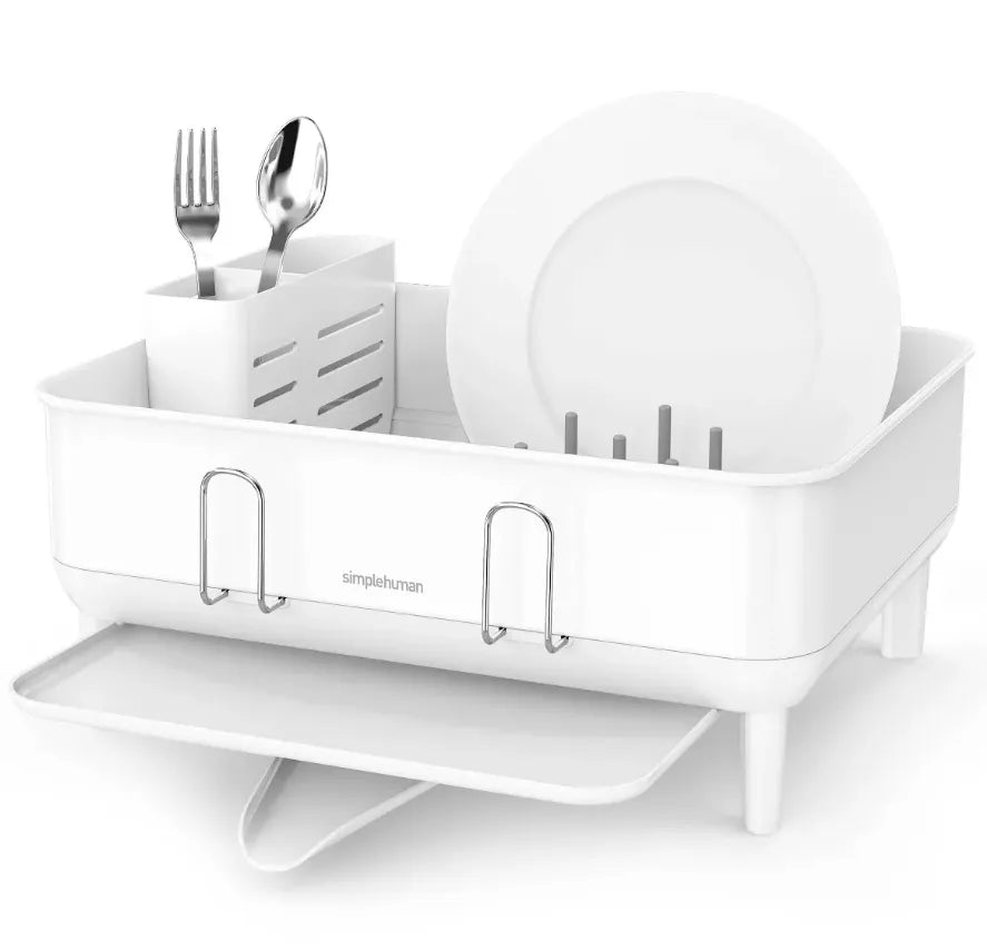 Simplehuman Steel Frame Dish Rack White and Stainless (See Description ...