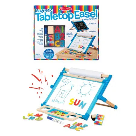 Double-Sided Magnetic Tabletop Art Easel - Dry-Erase Board and Chalkbo ...