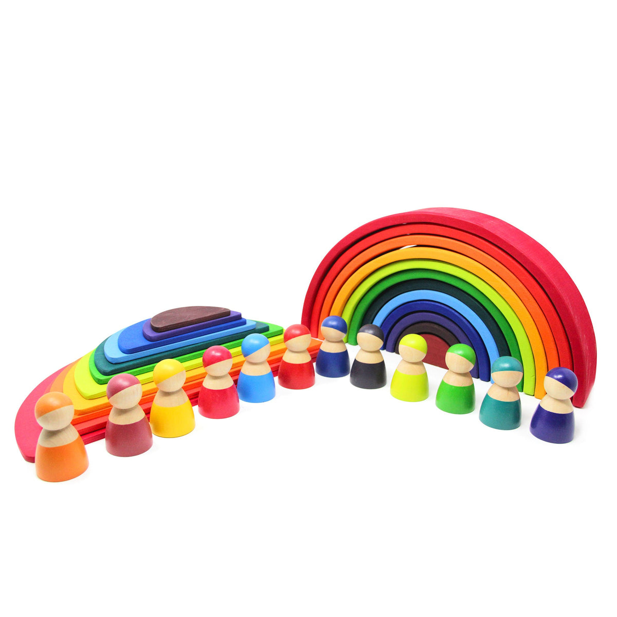 GREEN WALNUT Large Rainbow Stacker Bundle - Rainbow Stacking Toy – REBEL