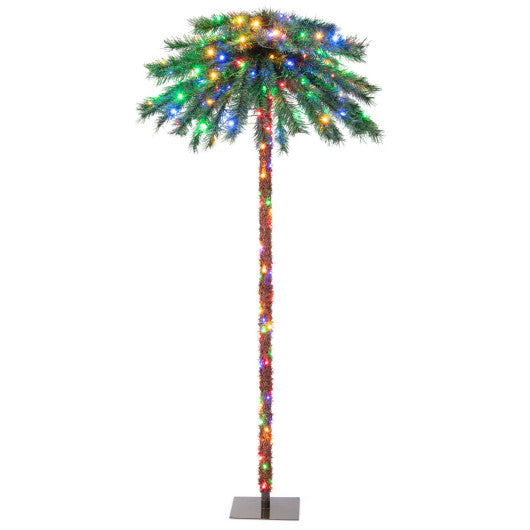 COSTWAY 6 Feet Pre-Lit Artificial Tropical Christmas Palm Tree With 210 ...