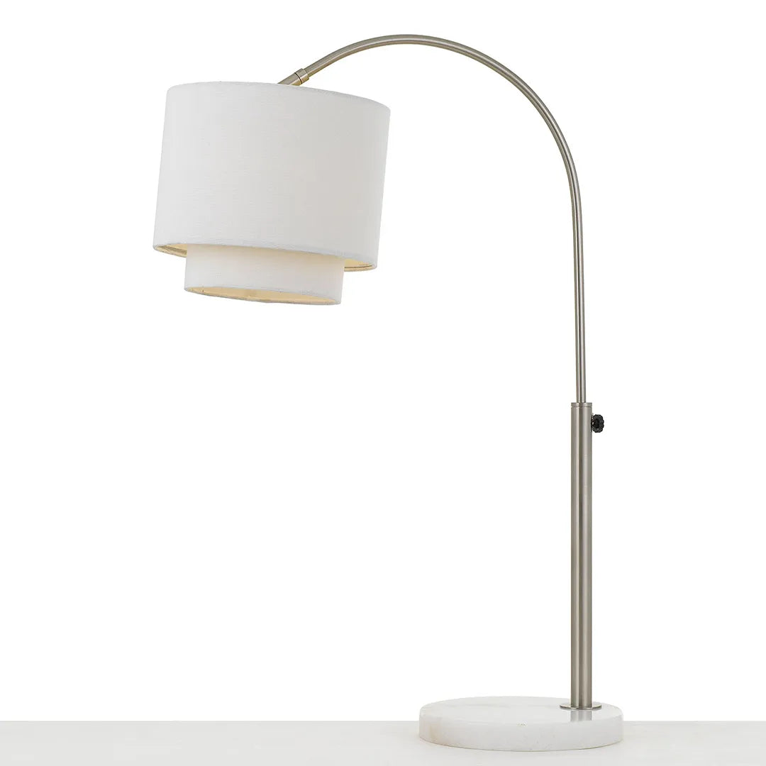 AF Lighting Arched Table Lamp In Brushed Nickel With Fabric Shade – REBEL