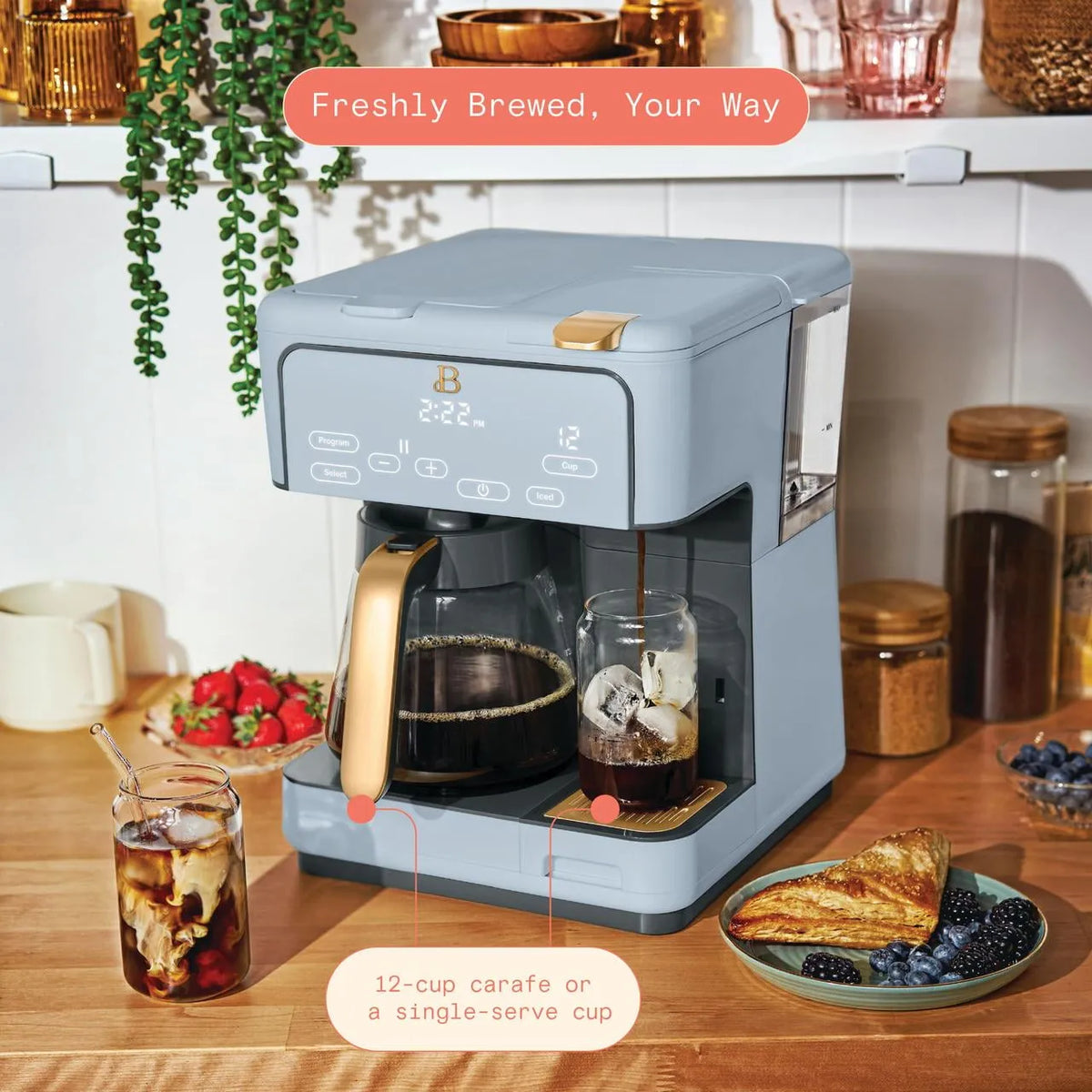 Beautiful Multi-Brew 12-Cup Programmable Drip & Single-Serve Coffee ...
