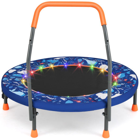 COSTWAY Mini Trampoline Folding Small Rebounder for Kids With Lights ...
