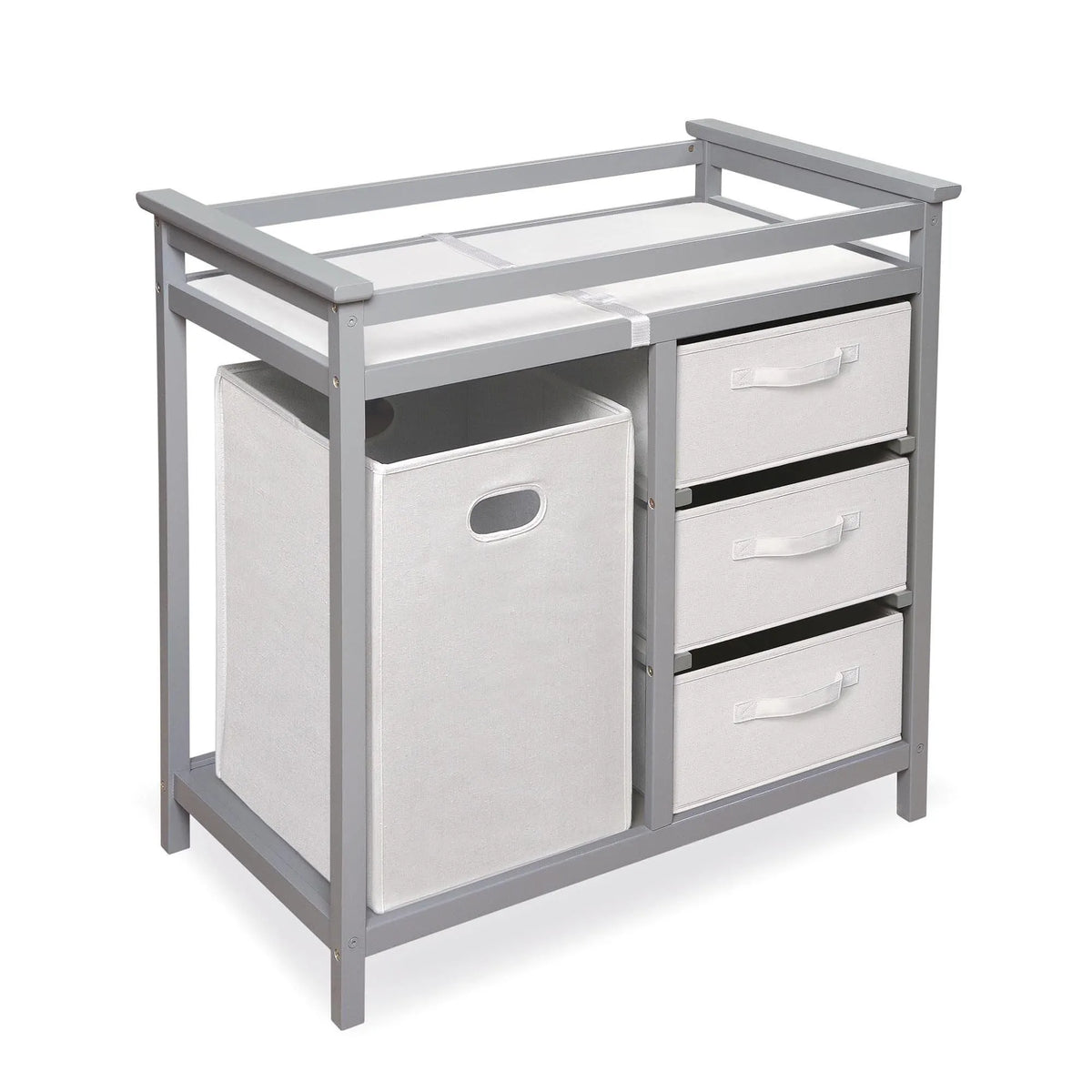 Badger Basket Modern Changing Table with Hamper and 3 Baskets - Gray ...