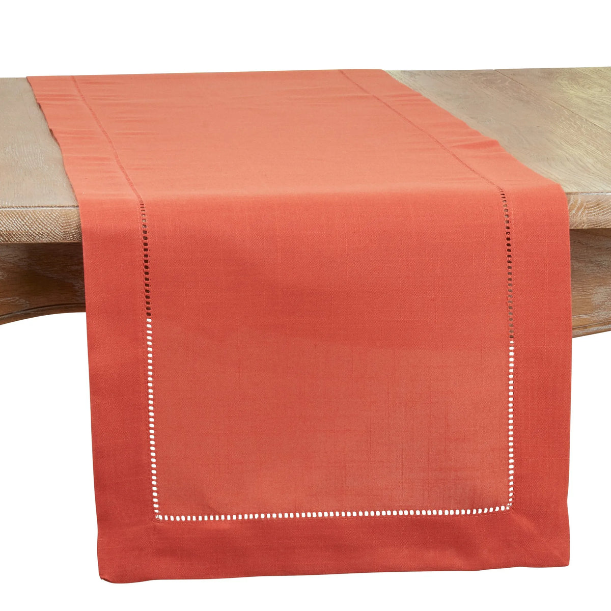 Saro Lifestyle Classic Hemstitch Border Table Runner Terracotta, 16" x ...