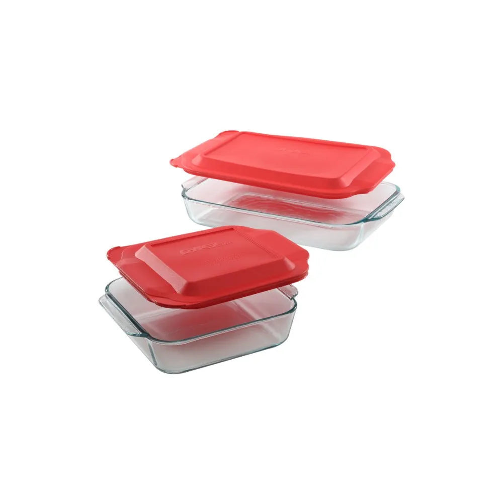 Pyrex 4pc Bakeware Value Set Red: Glass Baking Dishes – REBEL