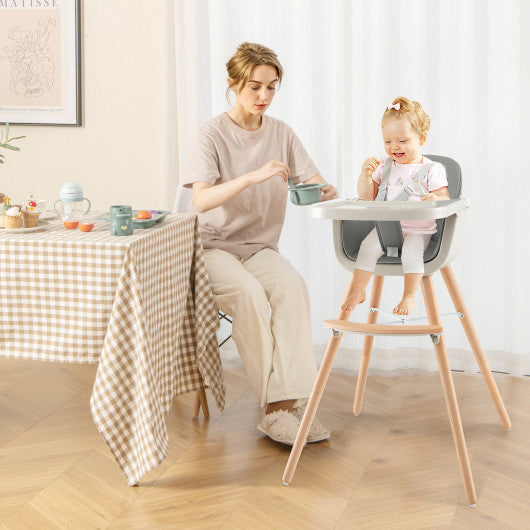 3-in-1 Convertible Wooden High Chair With Cushion-Gray – REBEL
