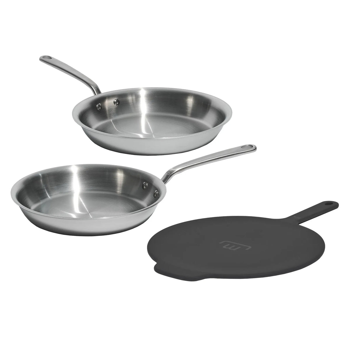 Made In 3-piece 5-ply Stainless Fry Pans with Universal Lid – REBEL