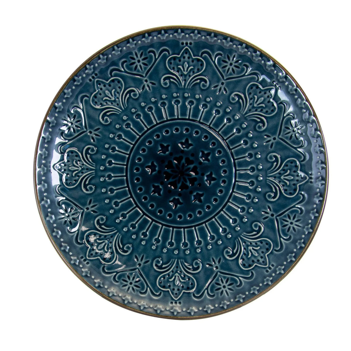 Elama 16pc Stoneware Mural Dinnerware Set Blue - : Abstract Medallion ...