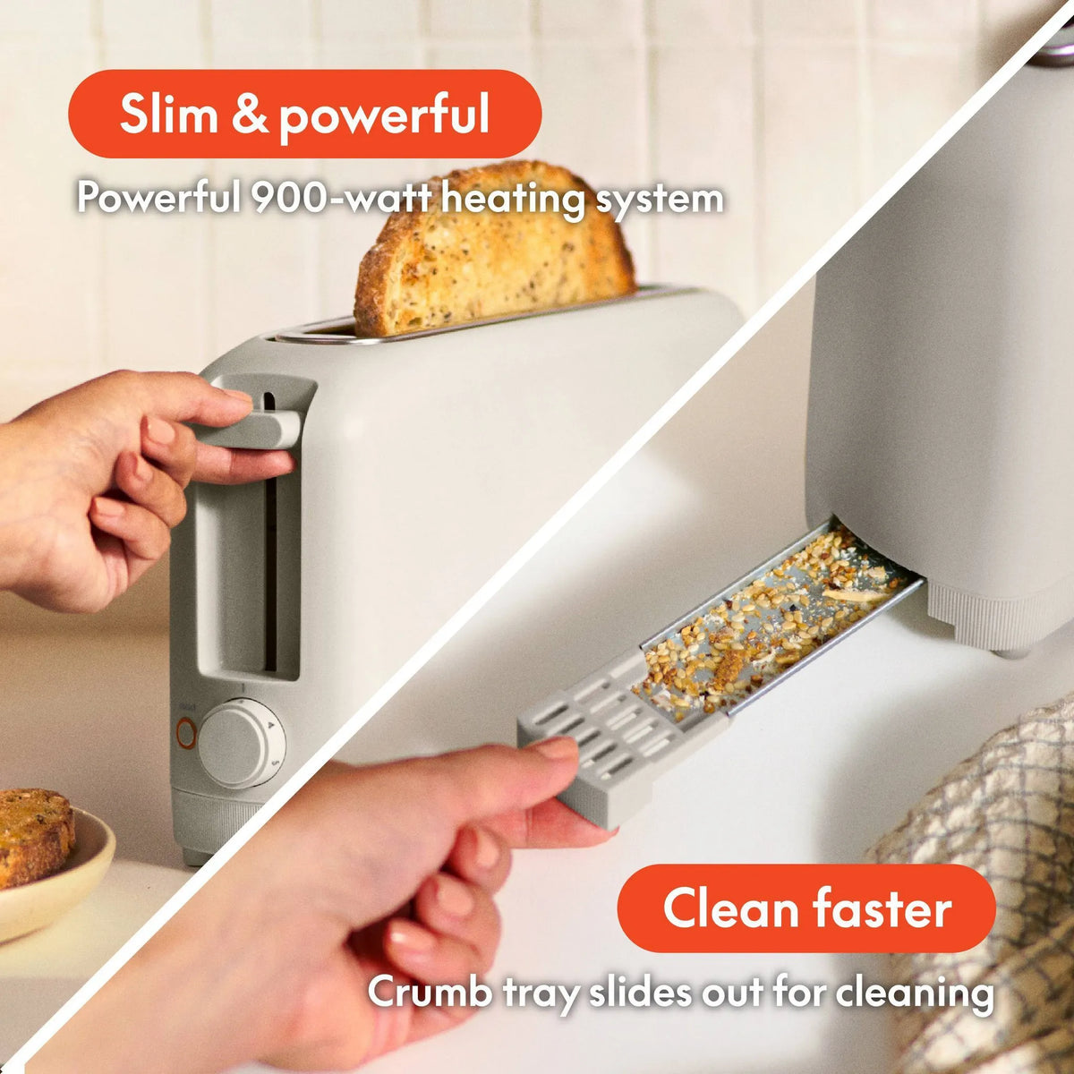 2-Slice Slim Toaster Oatmilk: Metal – REBEL