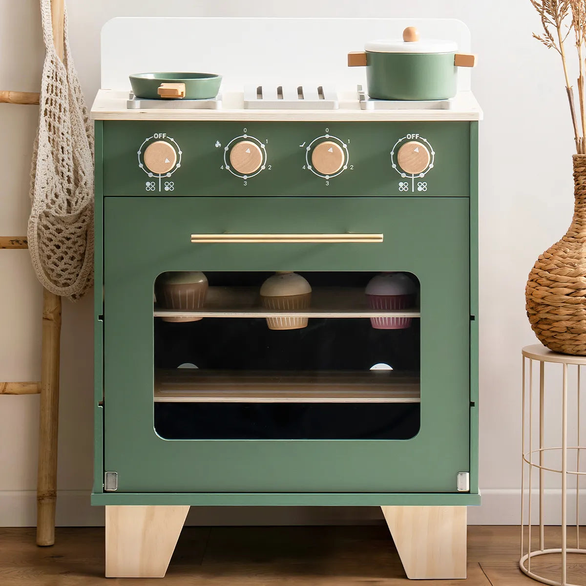 ROBUD Vintage Kids Wooden Toy Kitchen Oven - Vintage Green – REBEL