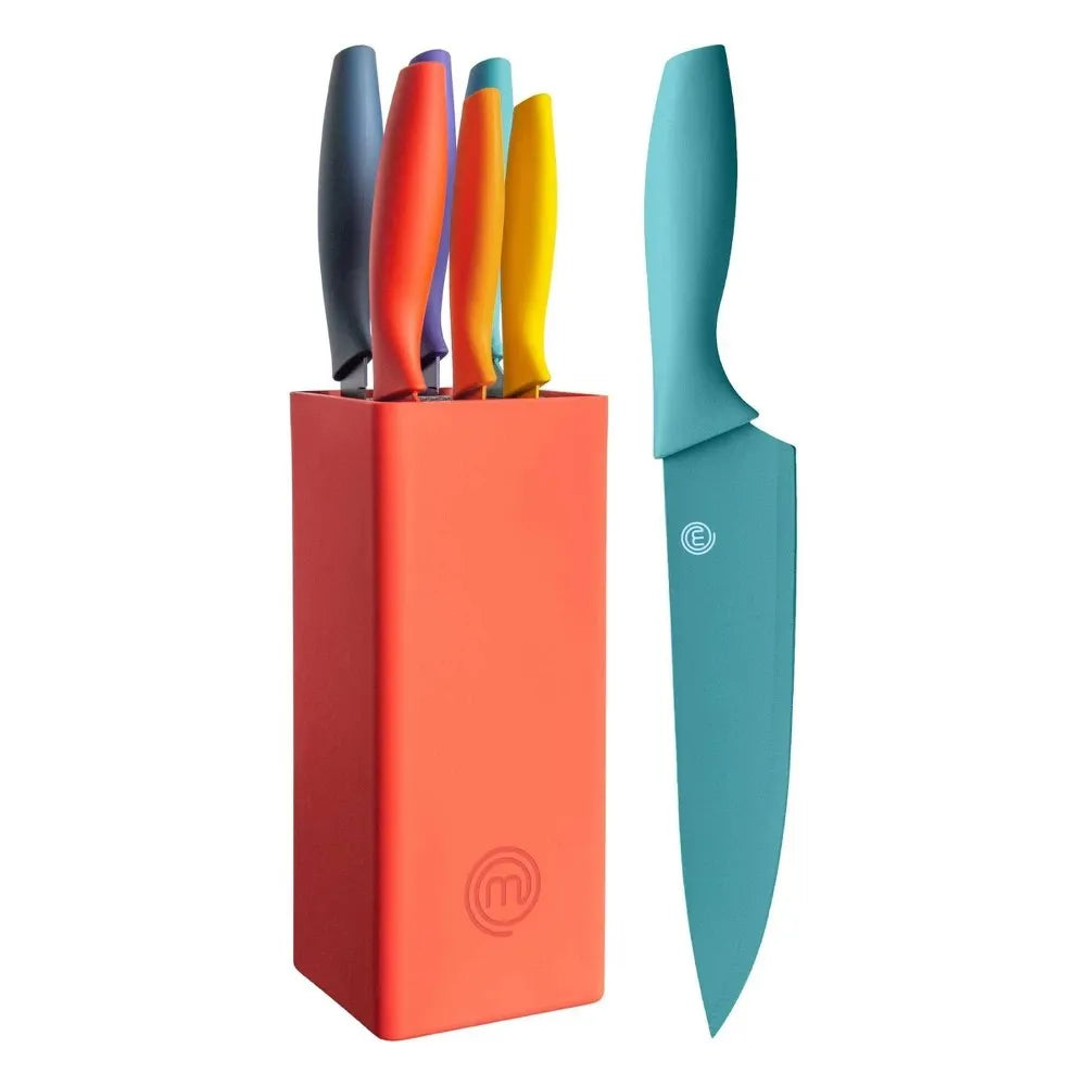 MasterChef 7-Piece Colorful Kitchen Knife Set with Holder – REBEL