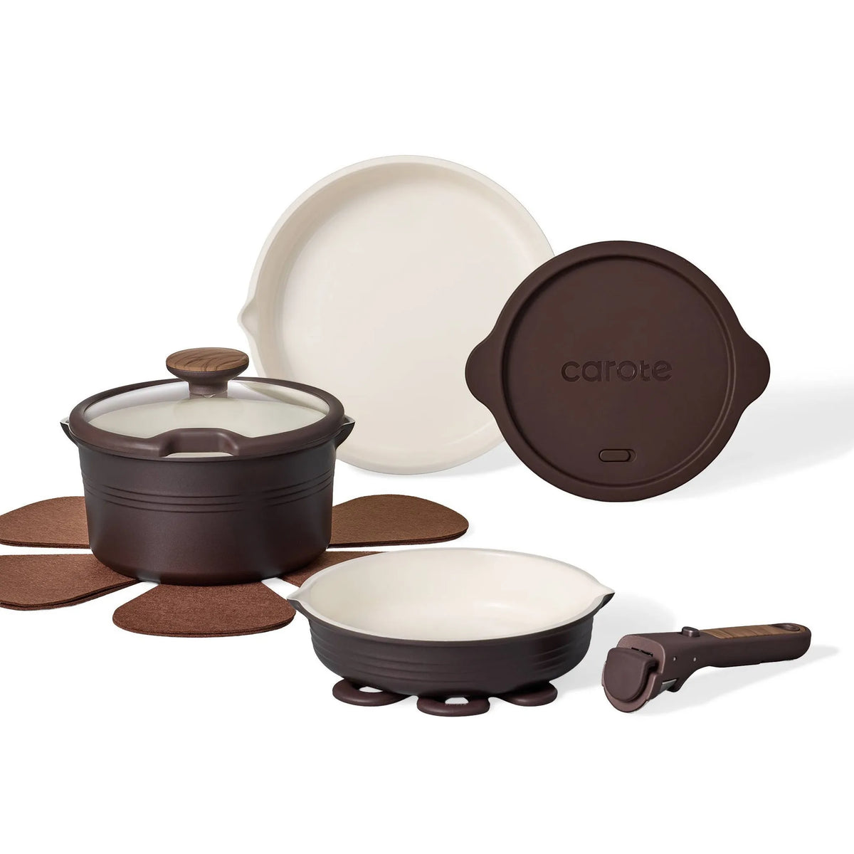 Carote 10pc Ceramic Nonstick Cookware Set with Detachable Handle ...