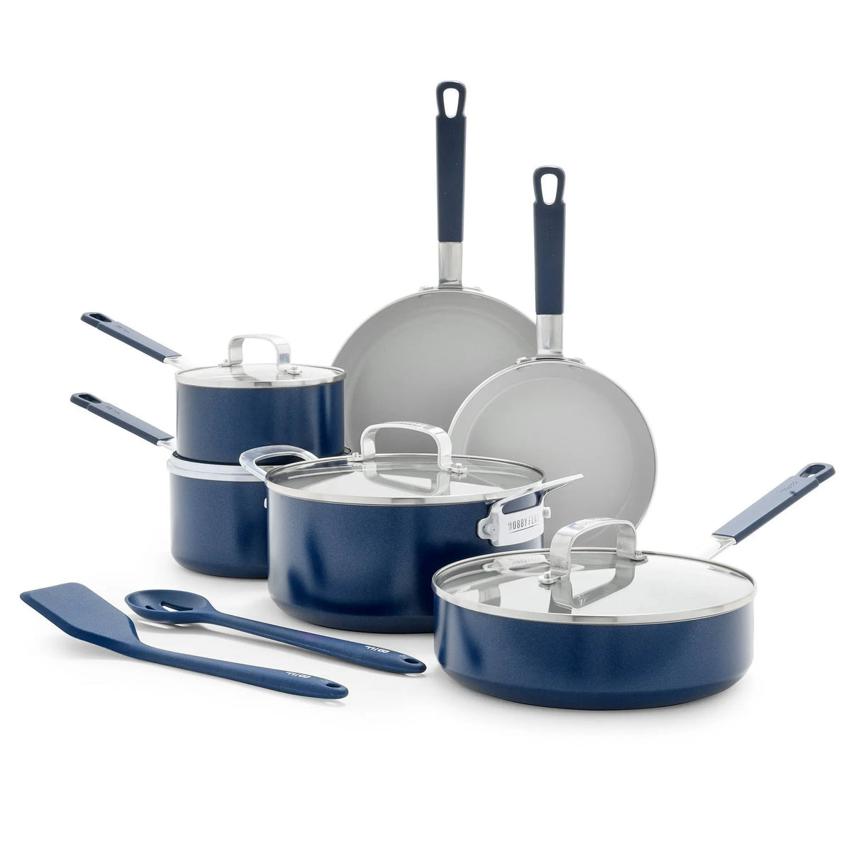 Bobby Flay 12pc Ceramic Nonstick Aluminum Cookware Set- Oxford Blue – REBEL