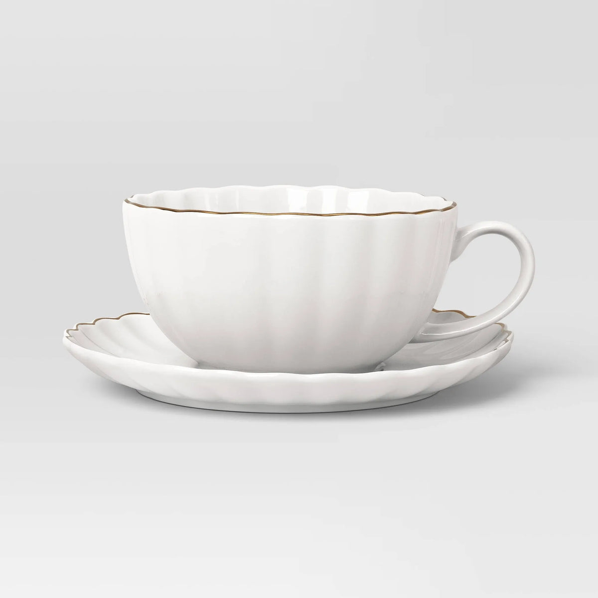 Threshold Stoneware Tea Cup with Saucer - Gold Rim – REBEL