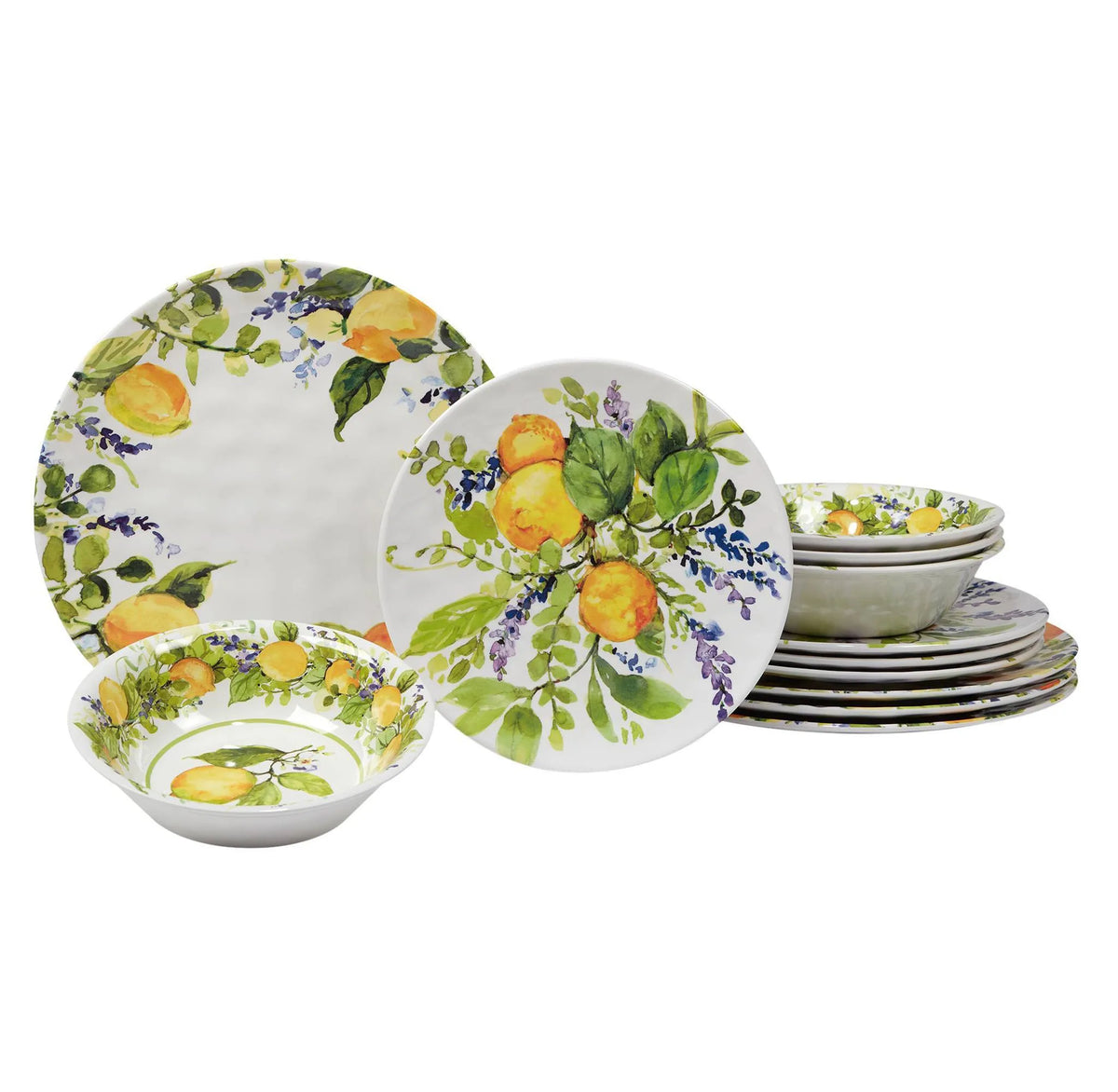 12pc Lemon Zest Melamine Dinnerware Set - – REBEL