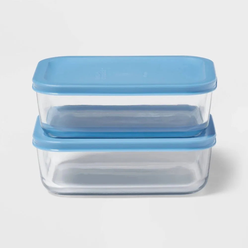 Room Essentials 4-Piece Rectangular Glass Food Storage Container Set ...
