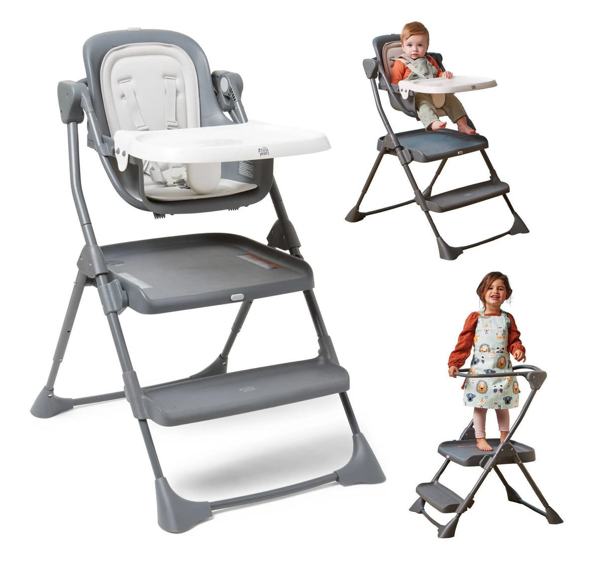 The First Years Happy Heights High Chair & Toddler Tower - Gray – REBEL