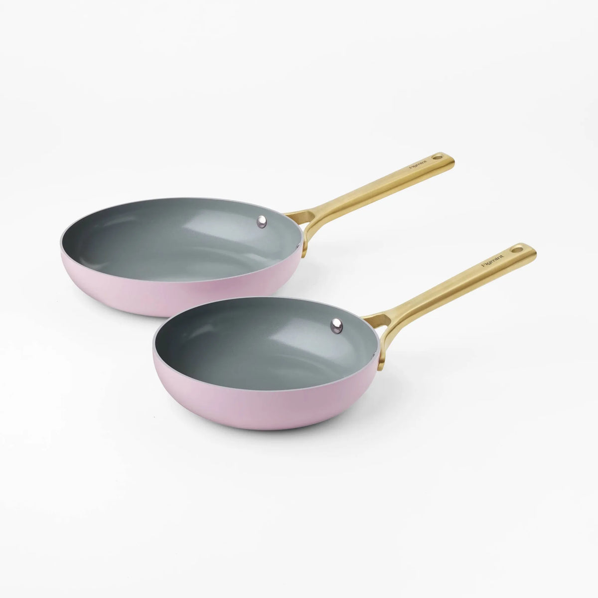2pk Nonstick Ceramic Coated Aluminum Frying Pan Set with Champagne Han ...