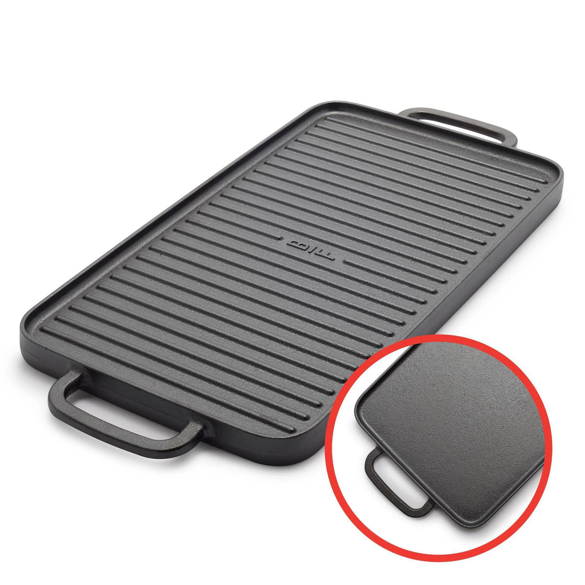 Bobby Flay Double Burner Cast Iron Reversible Griddle with Dual Handles ...