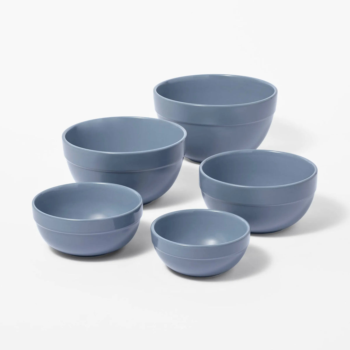 5pc Earthenware Ceramic Mixing Bowl Set - Blue – REBEL