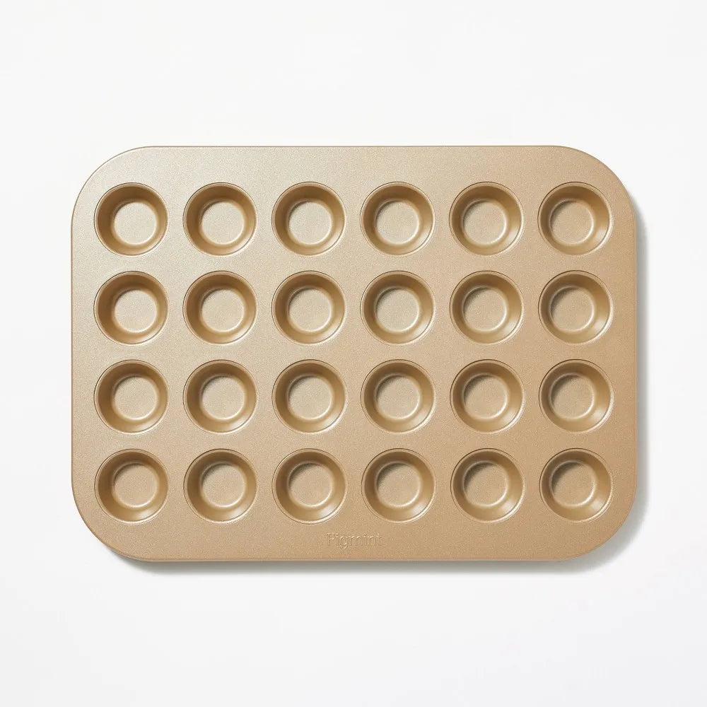 24ct Nonstick Aluminized Steel Mini Muffin Baking Pan - Gold – REBEL
