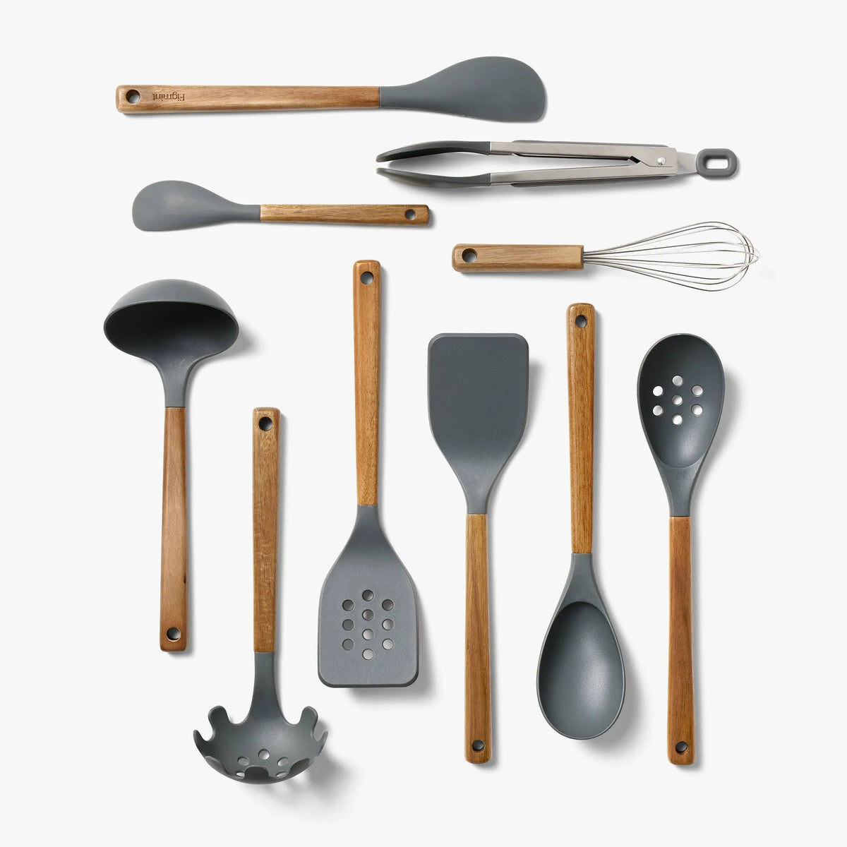10pc Wood/Nylon Kitchen Utensil Set Gray – REBEL