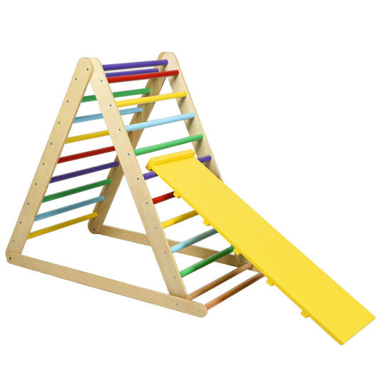COSTWAY Foldable Wooden Climbing Triangle Indoor Home Climber Ladder ...