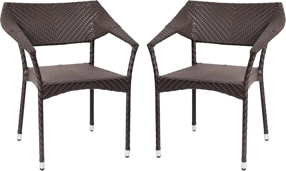 Wildon Home® Commercial Grade PE Rattan Stacking Patio Chairs - Gray ...