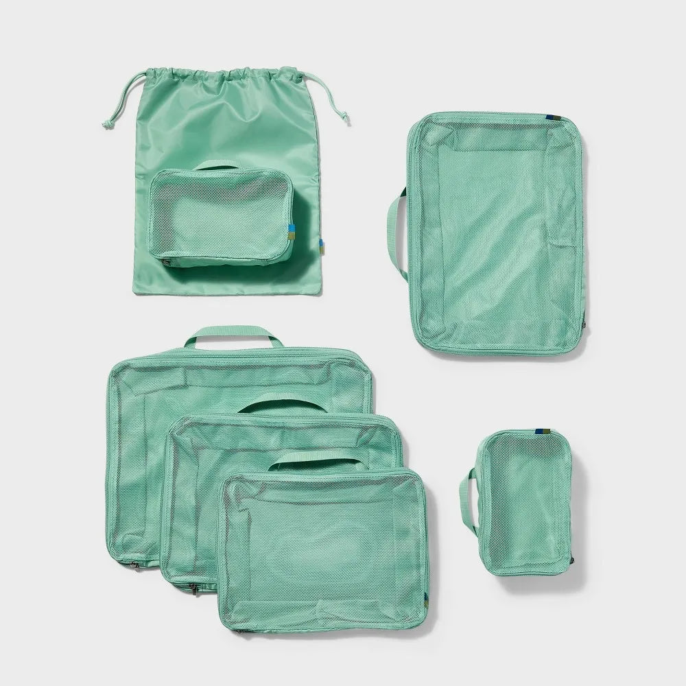 Open Story 7-Piece Packing Cube Set with Compression - Sage Green – REBEL