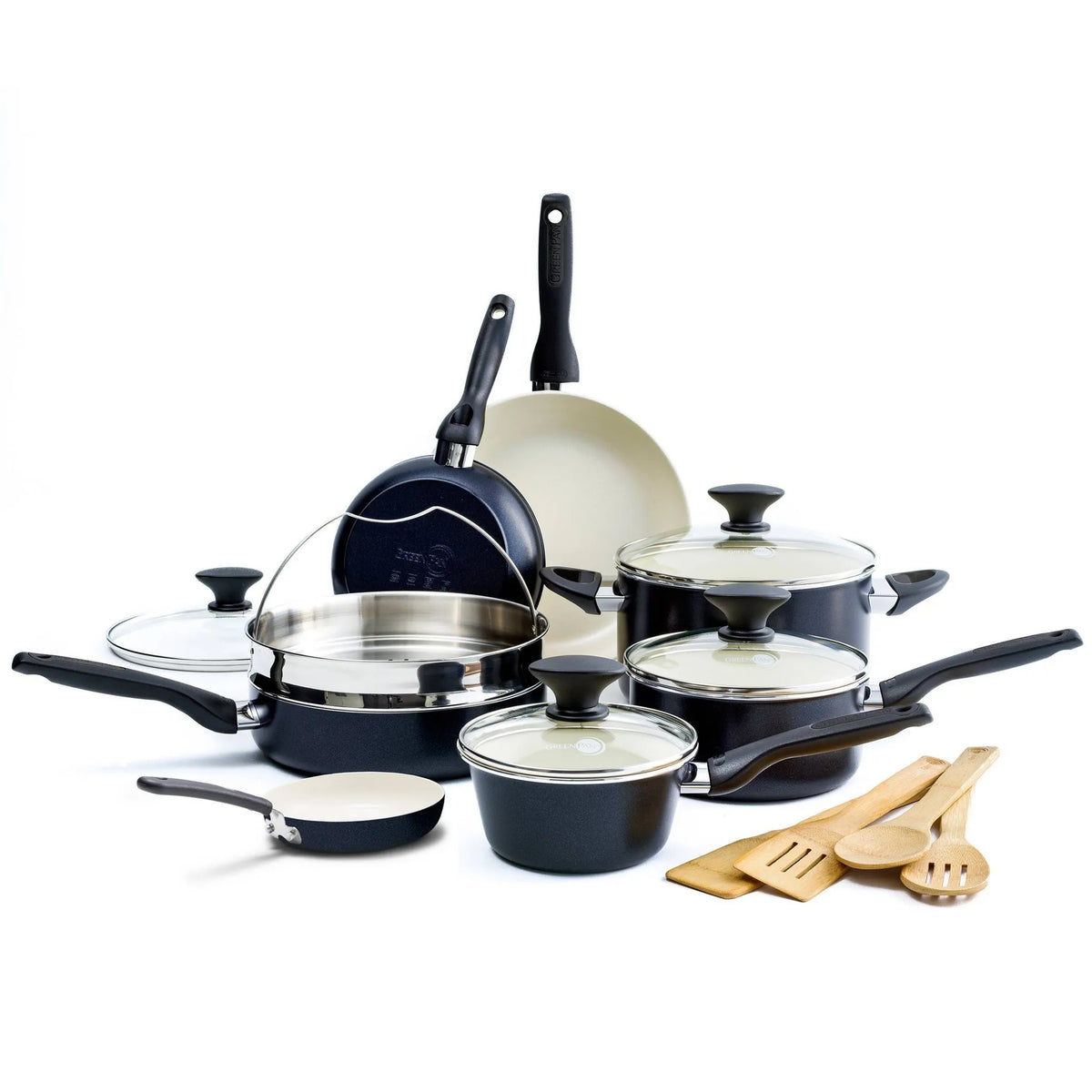 GreenPan 16pc Ceramic Nonstick Cookware Set – REBEL