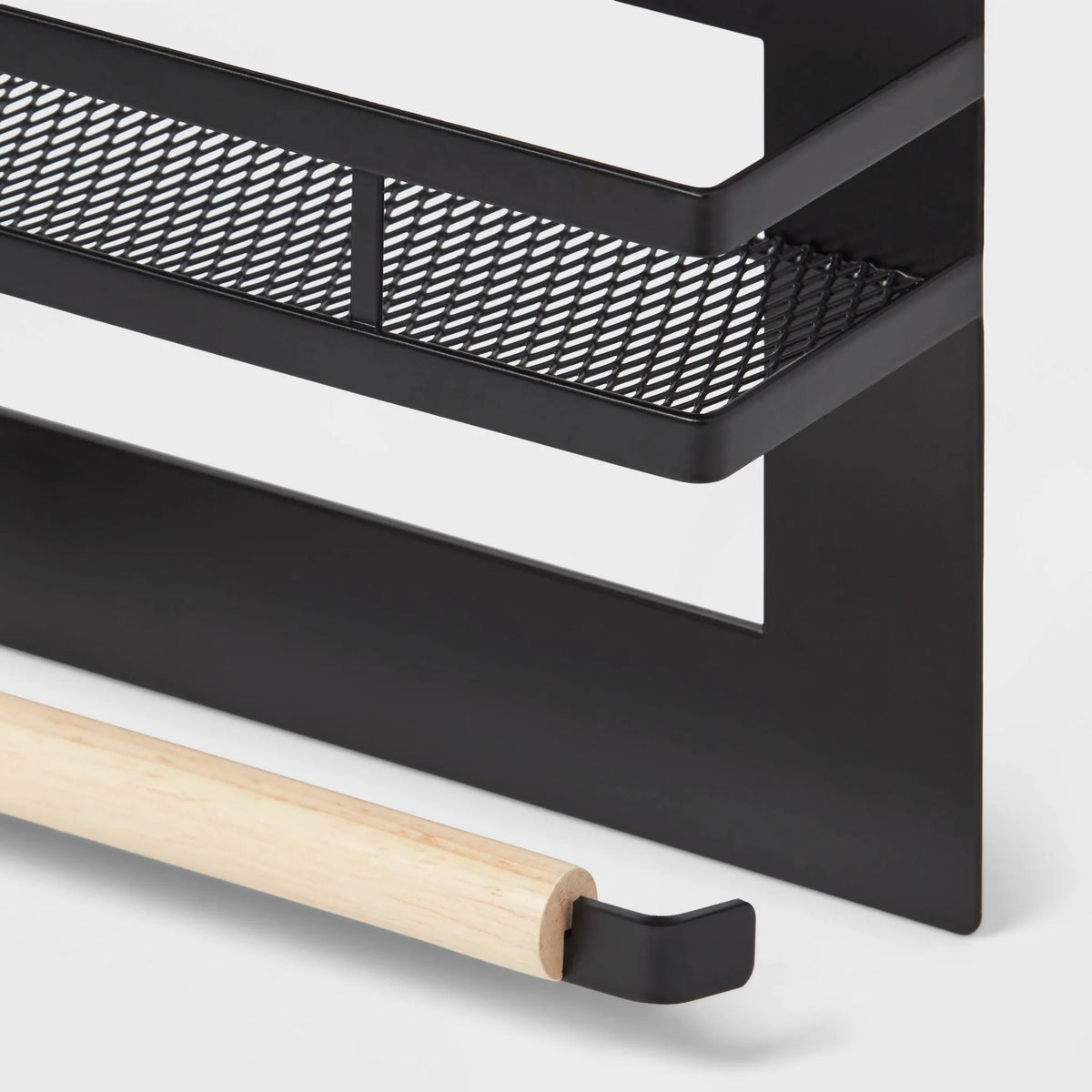 Metal Magnetic Side of Fridge Organizer with Mesh Shelf with Powder Co ...