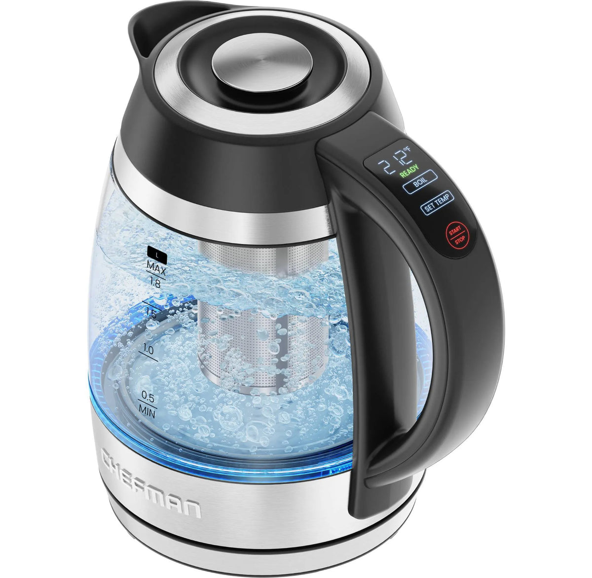 Chefman 1.8L Lightning Borosilicate Glass Electric Kettle – REBEL