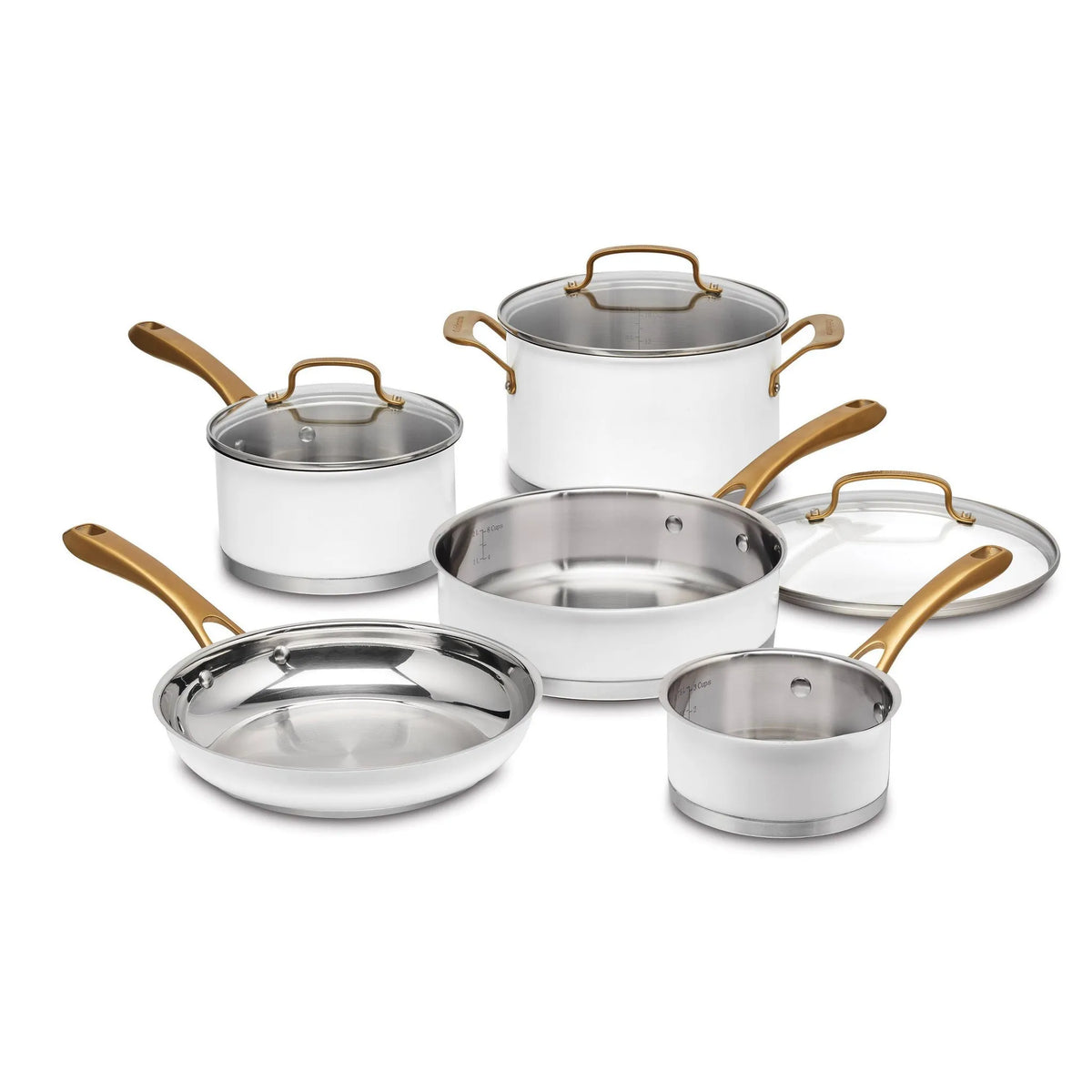 Classic 8pc Stainless Steel Cookware Set with Brushed Gold Handles- Ma ...