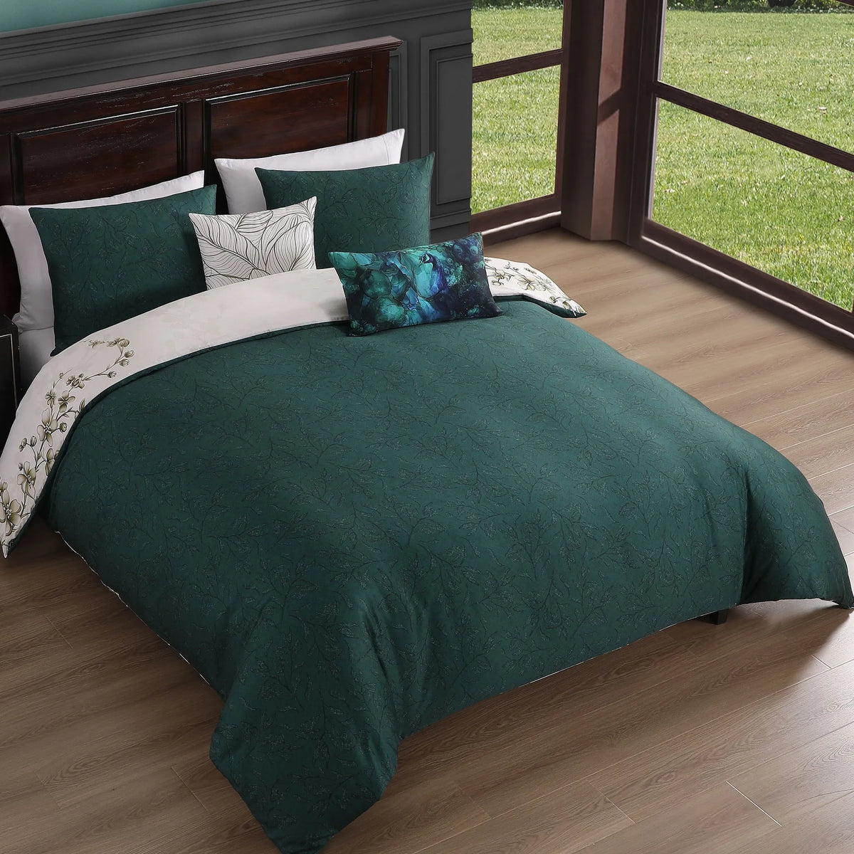 Bebejan Peacock Jardin 5 Piece Reversible Comforter Set - King – REBEL