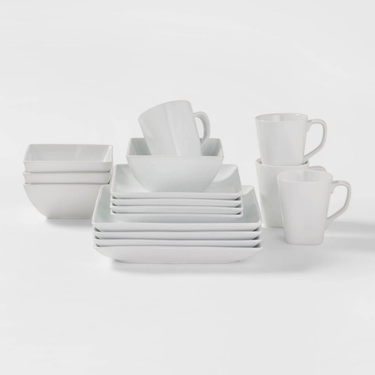 16pc Porcelain Square Rim Dinnerware Set – REBEL