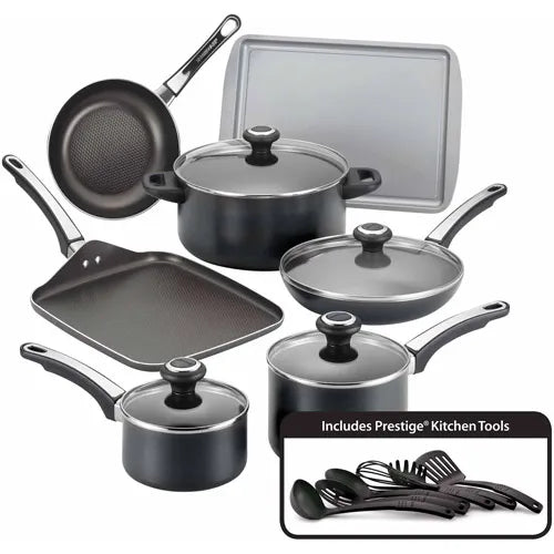 Farberware High Performance 17 Pc. Nonstick Cookware Set, Black – REBEL