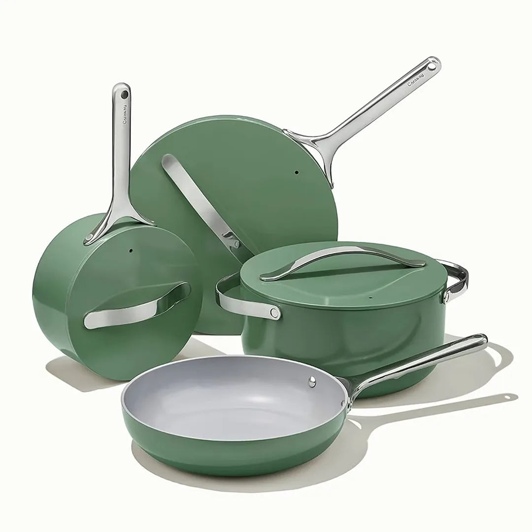 Caraway 9-Piece Ceramic Nonstick Cookware Set in Sage - Green – REBEL
