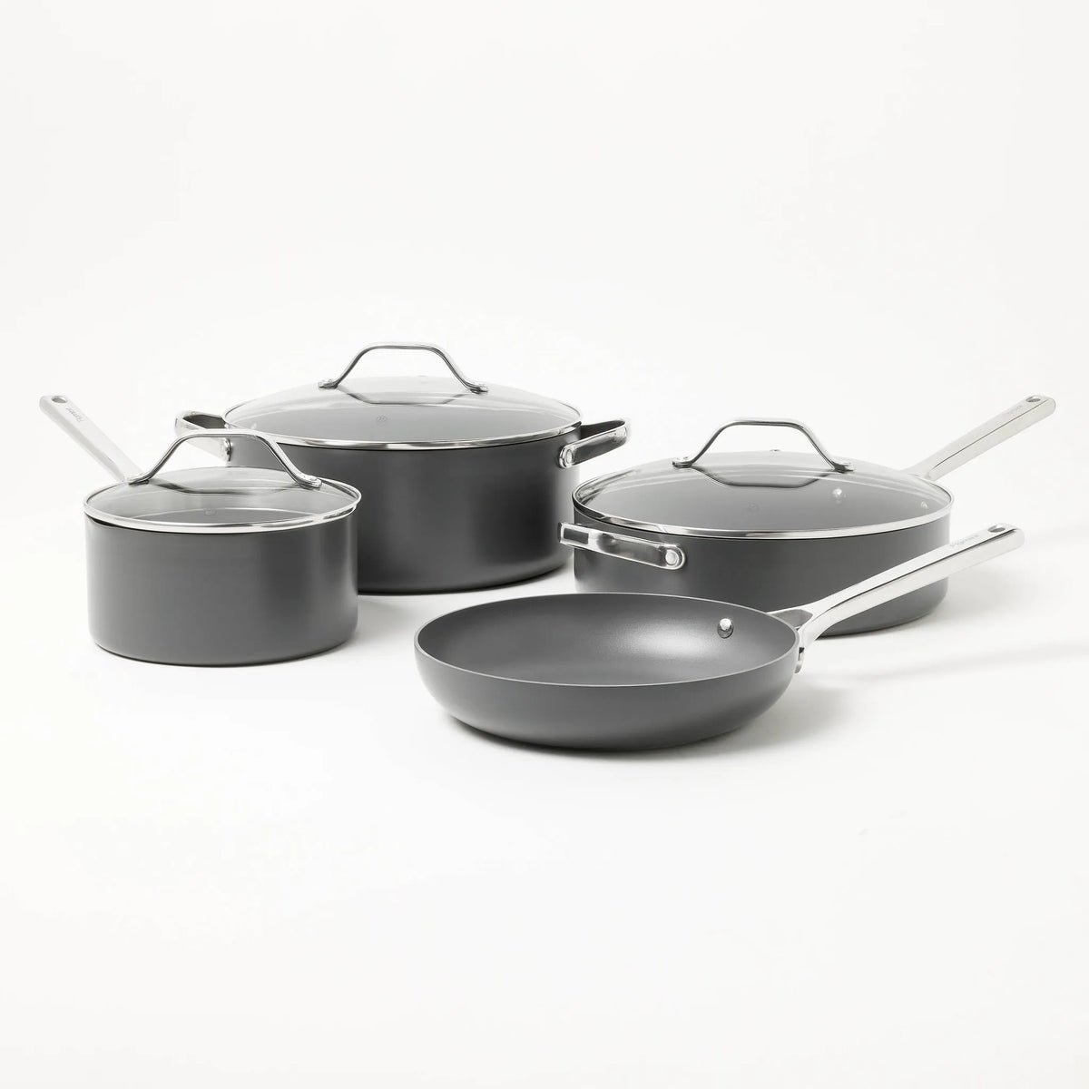 7pc Nonstick Hard Anodized Aluminum Cookware Set Dark Gray – REBEL