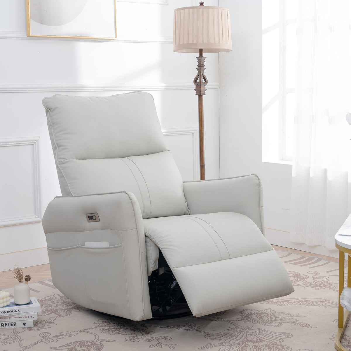 HOME ESSENTIALS 29.92" 270 Power Swivel Rocker Recliner Chair, Electric ...