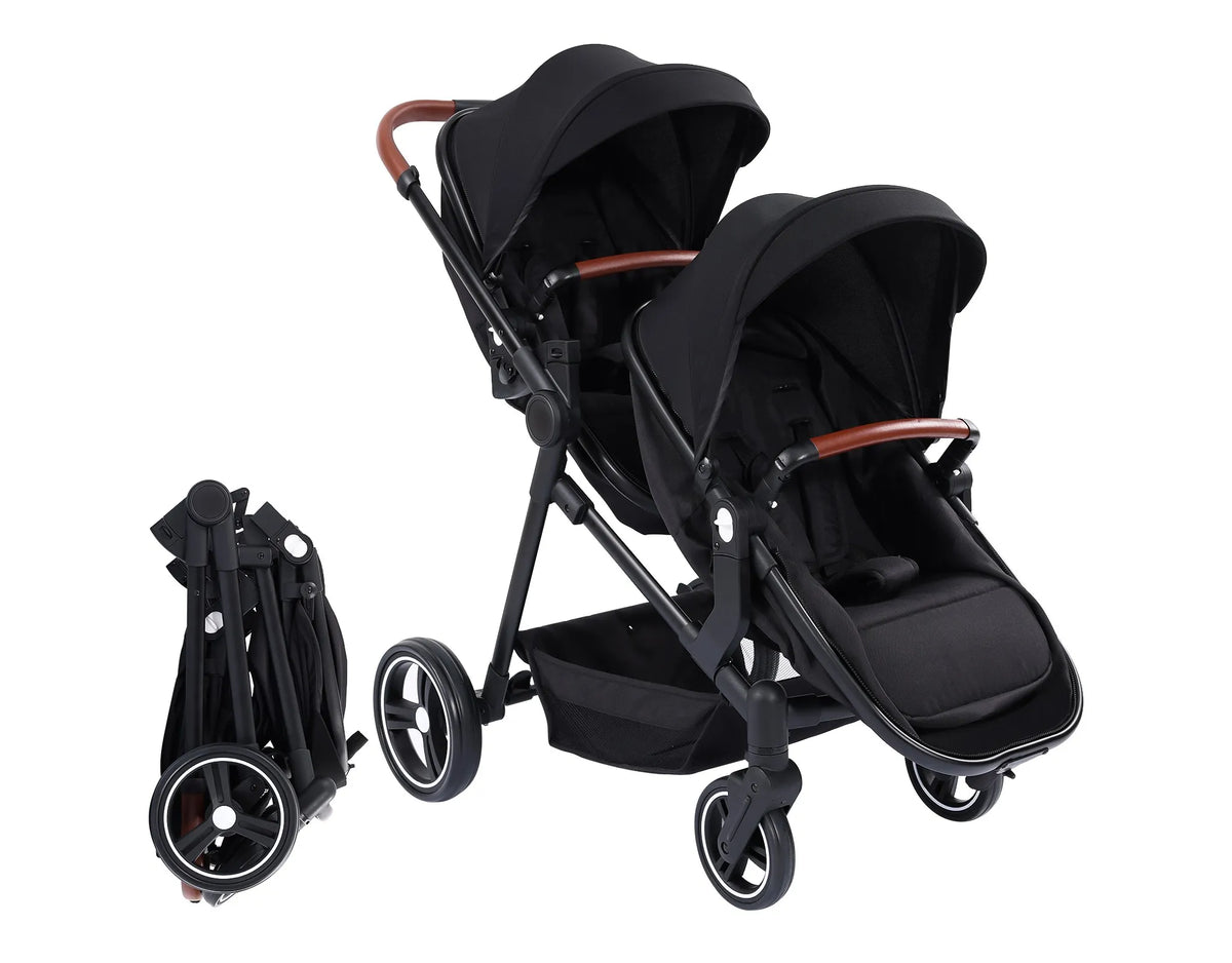 Whizmax Double Stroller Track Tandem Stroller - Black – REBEL