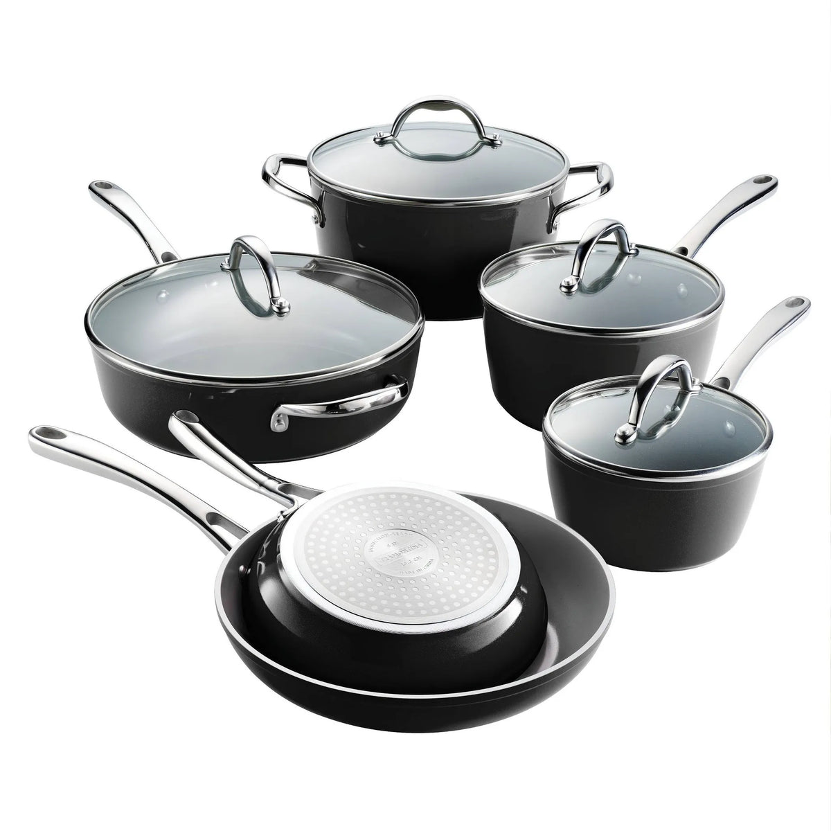 10pc Cold-Forged Induction Ceramic Cookware Set - Black – REBEL